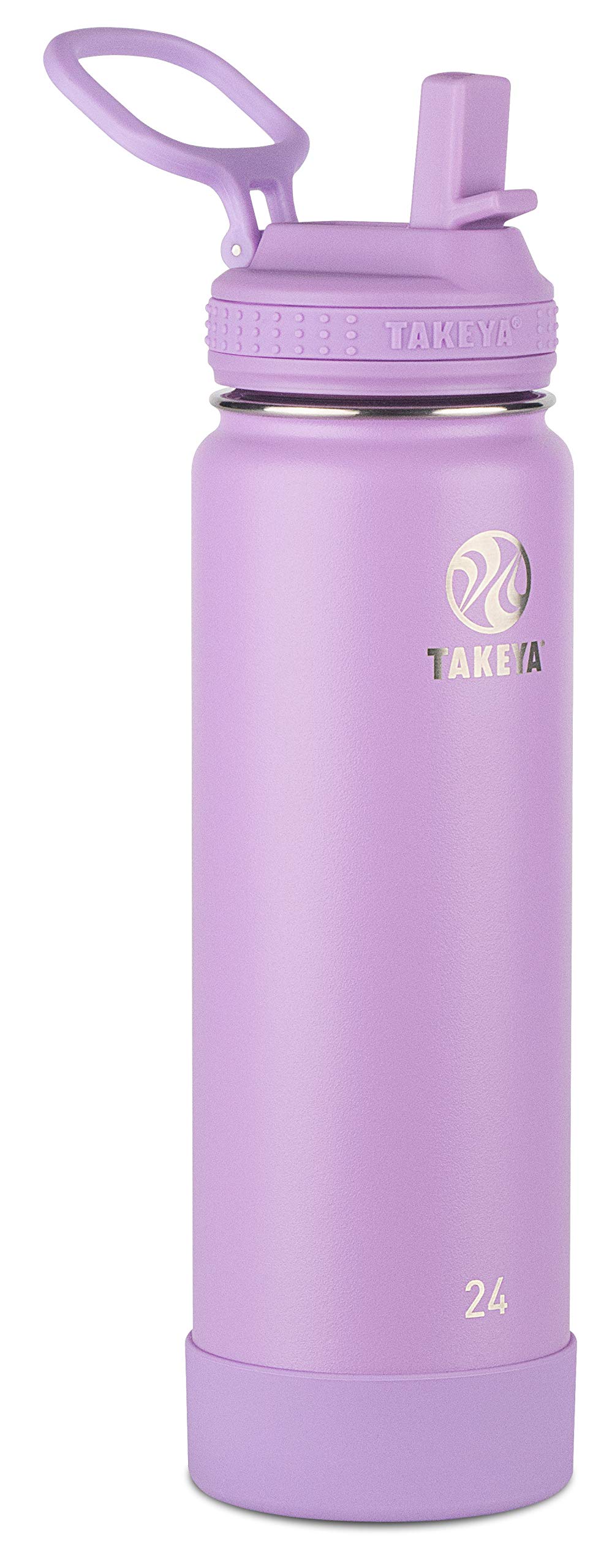 Takeya Actives Water Bottle with Straw Lid - Durable & Easy-Care Water Bottle with Stainless Steel Insulation - BPA-Free Lid with Carry Handle & Straw - Dishwasher-Safe - 24 oz, Lilac