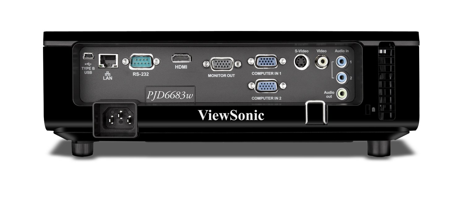 ViewSonic PJD6683WS WXGA 1280x800 DLP Projector, 3000 ANSI Lumens, 15,000:1 Contrast Ratio - Black