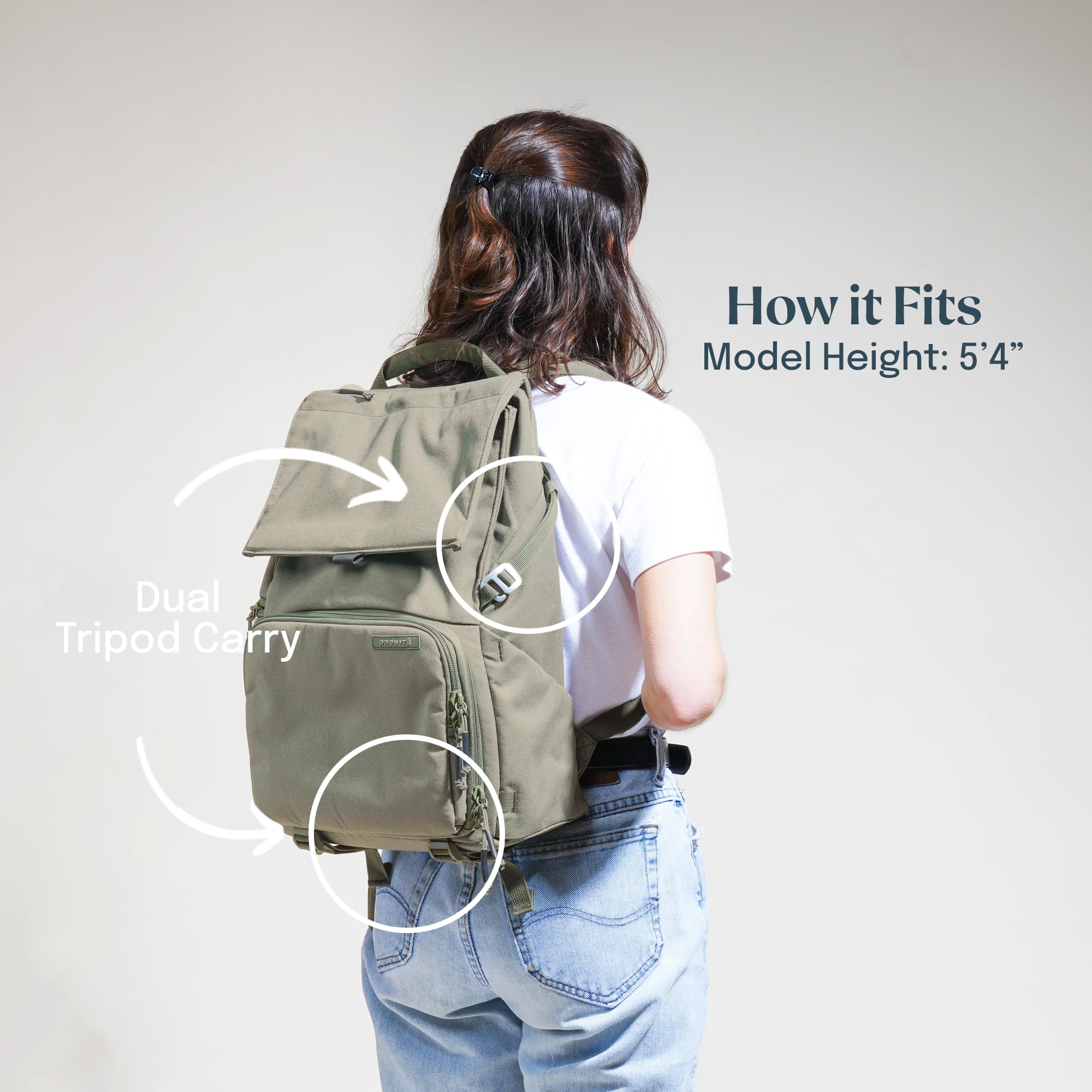BREVITE - The Runner - Compact Camera Backpacks for Photographers - A Minimalist & Travel-friendly Photography Backpack Compatible With Both Laptop & DSLR Accessories 18L (Pine Green)