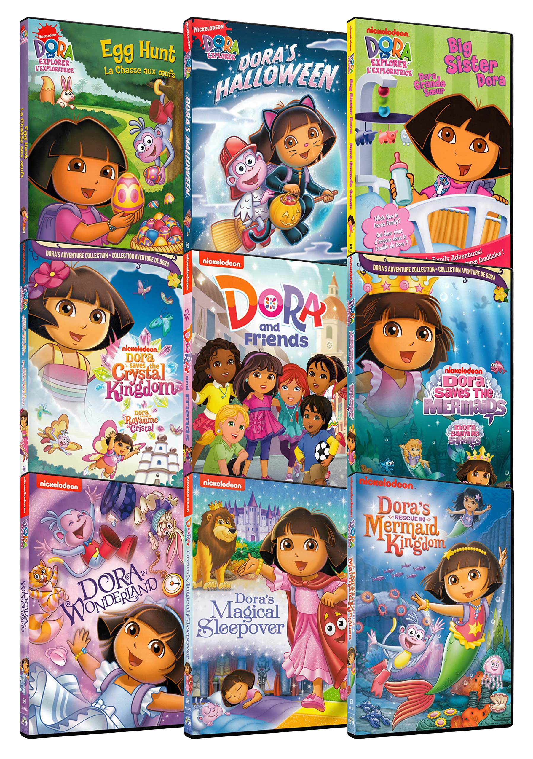 Dora the Explorer: Egg Hunt / Dora's Halloween / Big Sister Dora / Saves the Crystal Kingdom/Dora & Friends/Saves the Mermaids/Dora in Wonderland/Magical Sleepover/Rescue in Mermaid Kingdom (9-Pack)