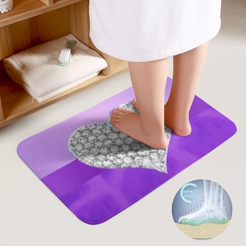 Bathroom Rug Set 2 Piece Purple Giraffe Diamond Heart Bath Rugs and U-Shaped Contour Toilet Rug, Non-Slip Bath Carpet Bath Mats for Bathroom 15.7"x23.6"