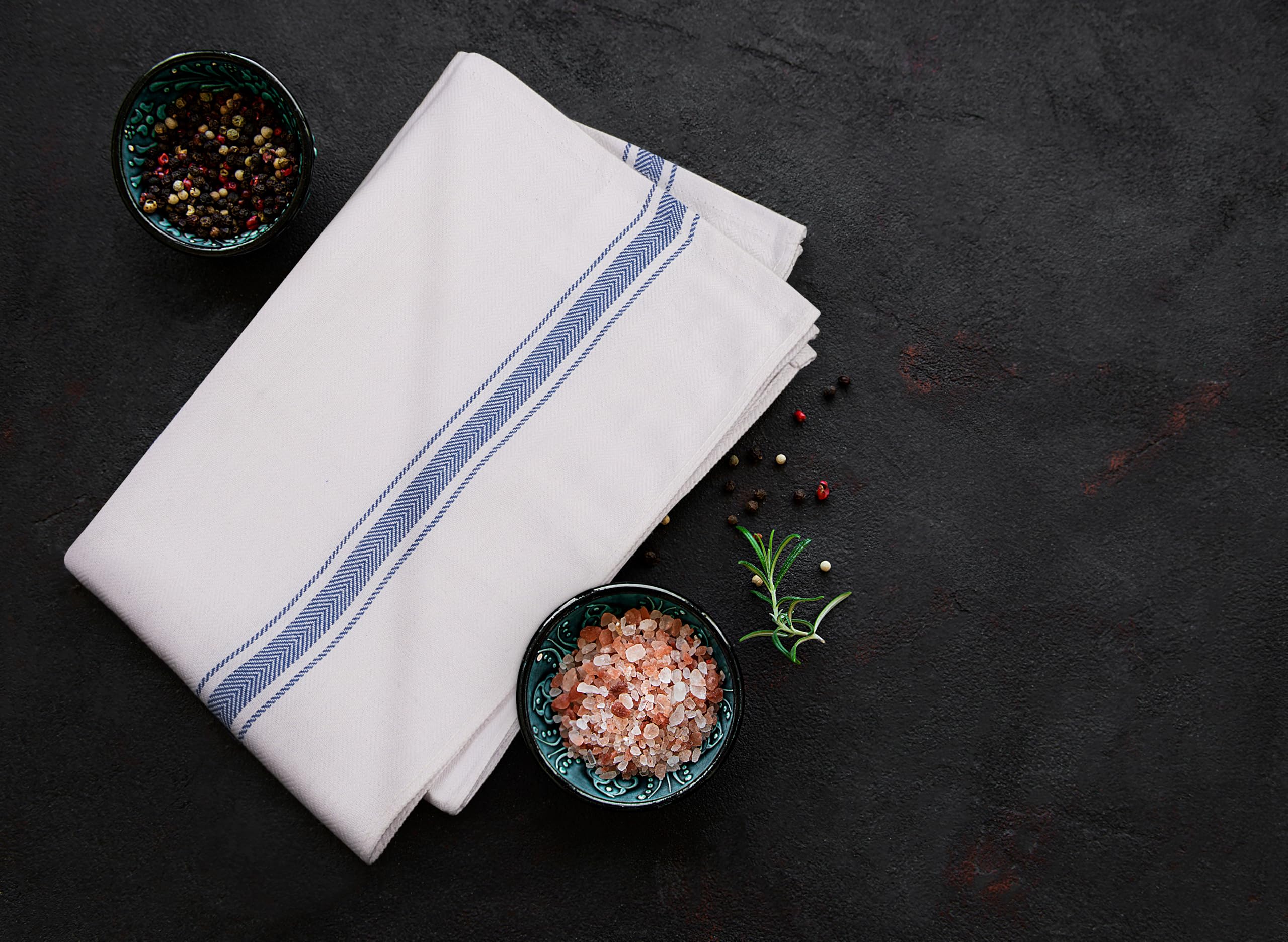 Utopia Towels Dish Towels, 15 x 25 Inches, 100% Ring Spun Cotton Super Absorbent Linen Kitchen Towels, Soft Reusable Cleaning Bar and Tea Towels Set (12 Pack, Blue)