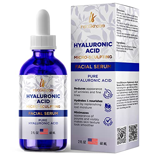 Pure Hyaluronic Acid Serum for Face (2 Oz) - Serum for Skin and Lips - Medical Quality Hydrating and Moisturizing Face Serum for All Skin Types - Paraben and Fragrance-Free