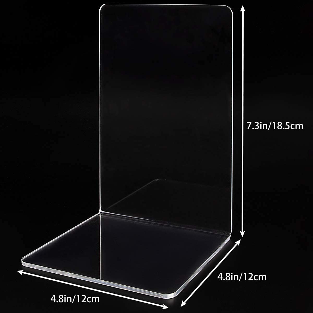 Jekkis 8pcs Clear Bookends Acrylic Book Ends for Shelves Heavy Duty Bookends Plastic Bookends for Home Office Library , Book Stopper, Desktop Organizer, 7.3β x 4.8β x 4.8β