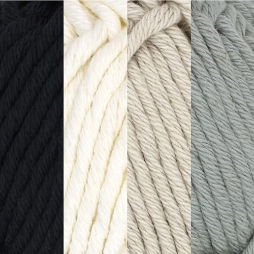 JubileeYarn Lacery Yarn - Chunky Cotton - 100g/Skein - Shades of Grey - 4 Skeins