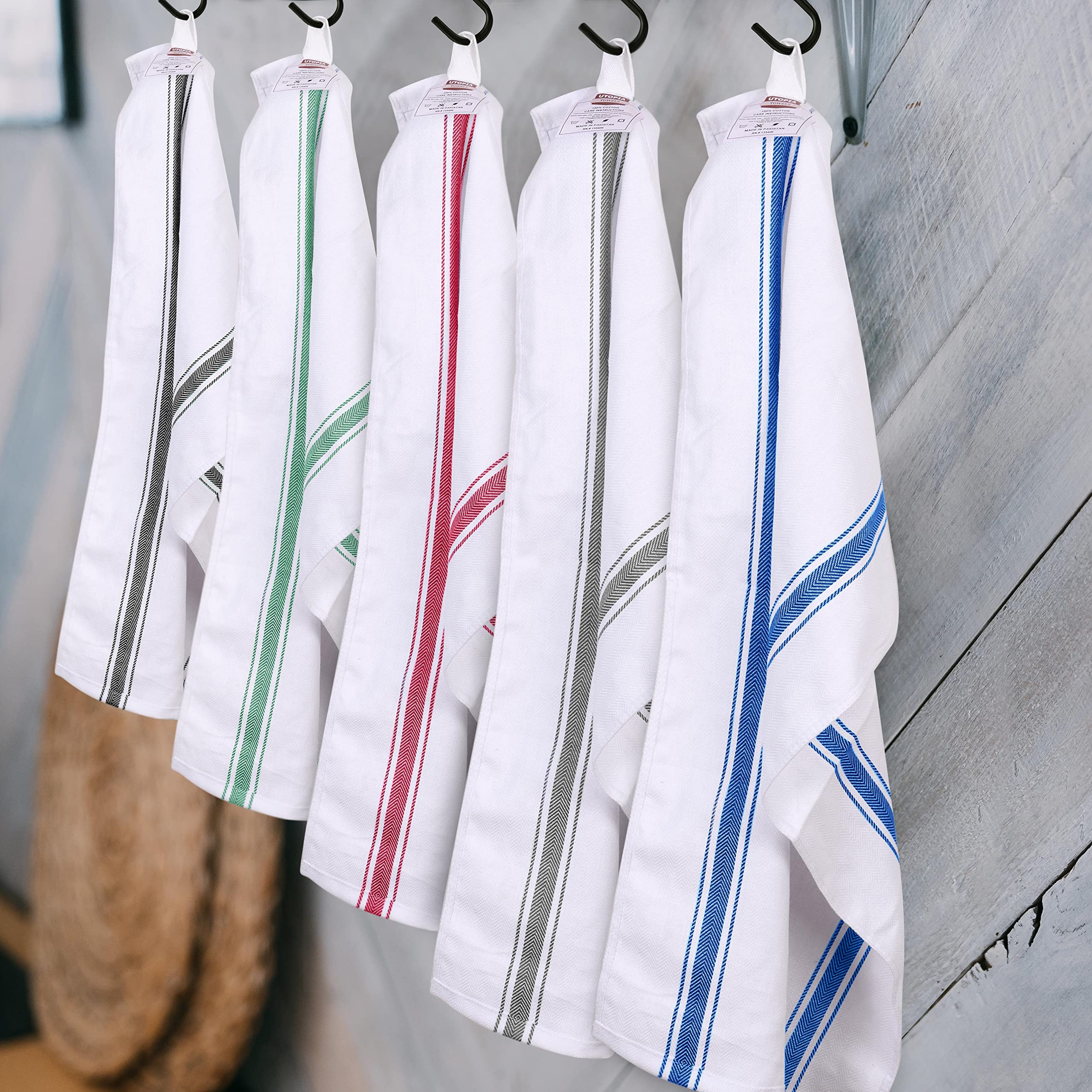 Utopia Towels Dish Towels, 15 x 25 Inches, 100% Ring Spun Cotton Super Absorbent Linen Kitchen Towels, Soft Reusable Cleaning Bar and Tea Towels Set (12 Pack, Blue)