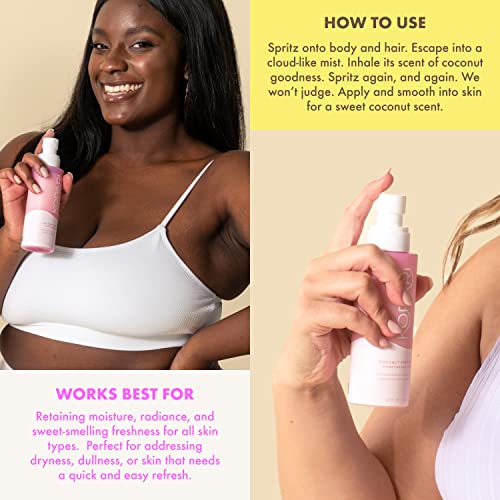 Kopari Coconut Spritz Mist, Hydrating Scented Body Spray, Moisturizing Body Oil Spray with 100% Organic Coconut Oil, Refreshing