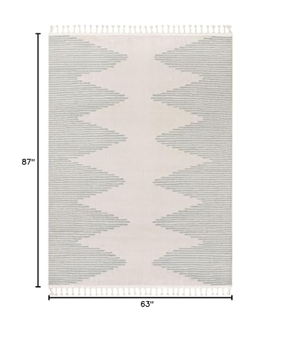 Well Woven Zella Grey Tribal Diamond Medallion (5'3" x 7'3") Area Rug