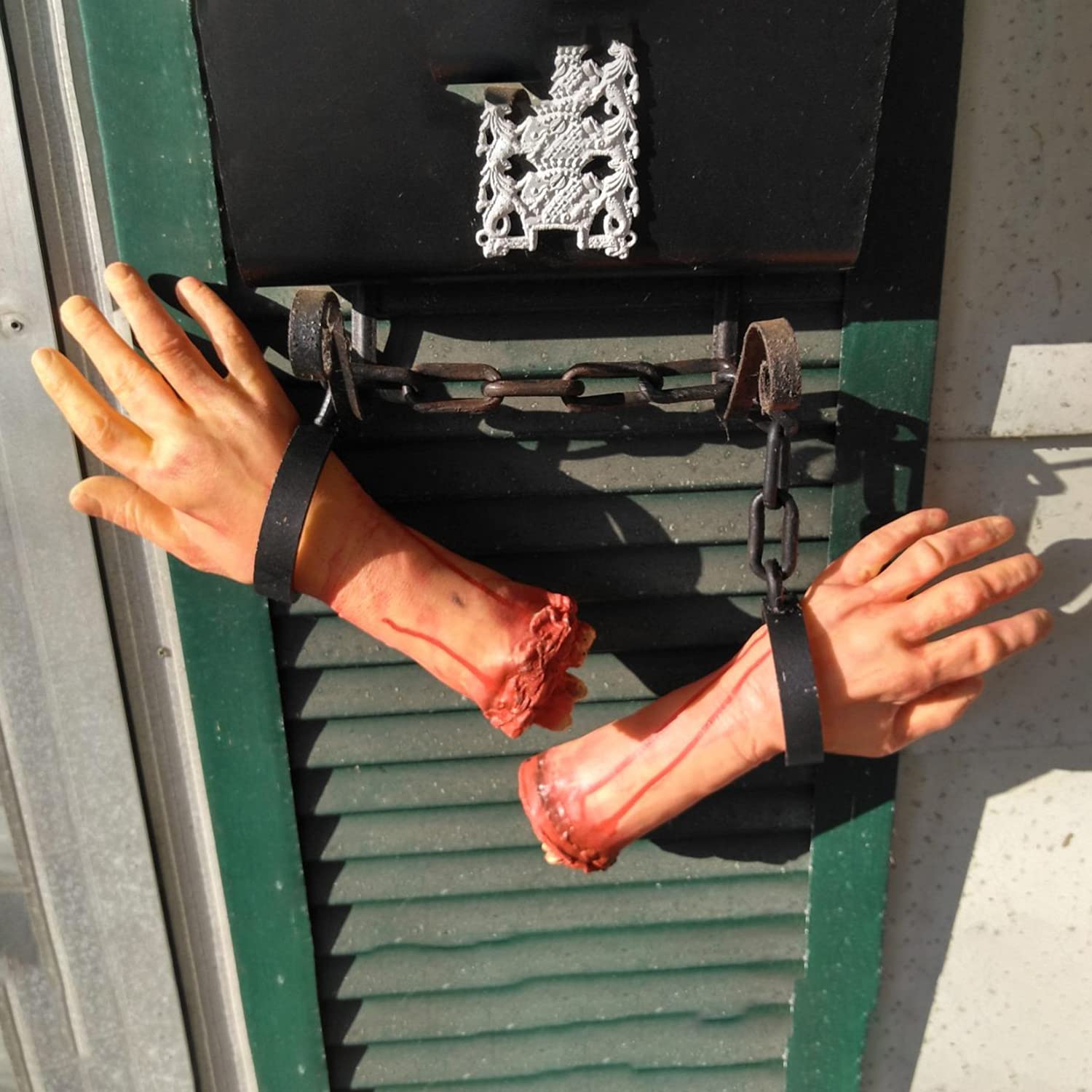 XONOR Halloween Human Arm Plastic Soft Hands Bloody Dead Body Parts Haunted Halloween Decorations, 2-Pieces (Left and Right)