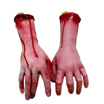 XONOR Halloween Human Arm Plastic Soft Hands Bloody Dead Body Parts Haunted Halloween Decorations, 2-Pieces (Left and Right)