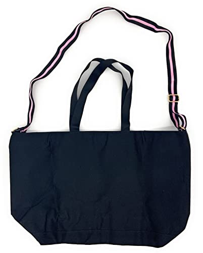 Victoria's Secret Weekender Tote Bag, Black Pink Stripes Love