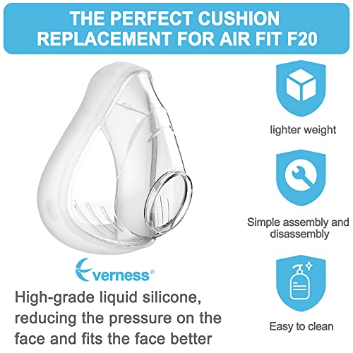 Everness Replacement Set for F20, Includes Cushion (L) & Most You Need in One Pack (No Elbow), Reliable Seal & Softer Fit Replacement Supplies