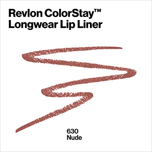 Lip Liner by Revlon, Colorstay Face Makeup with Built-in-Sharpener, Longwear Rich Lip Colors, Smooth Application, 630 Nude