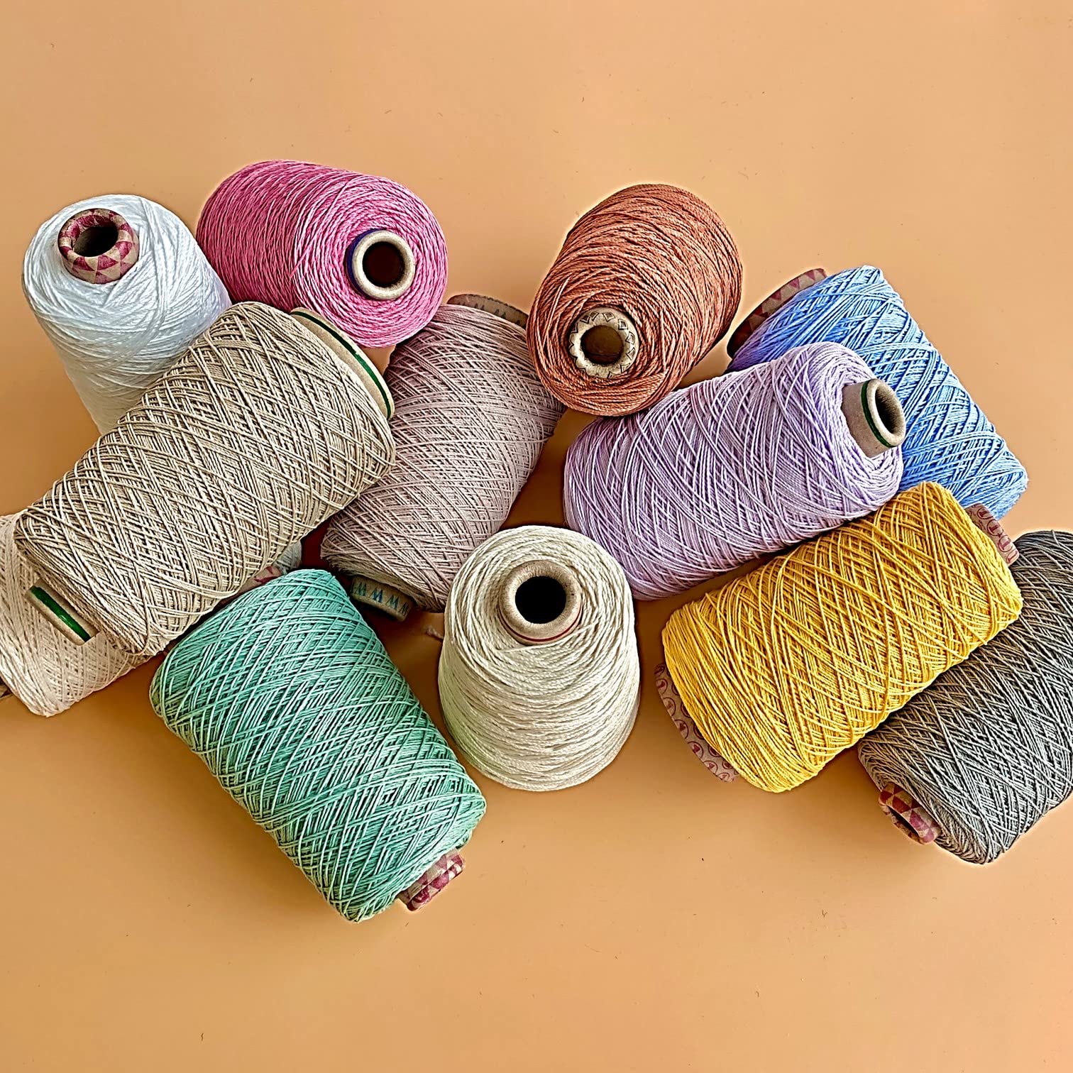 And-et DuraTuft Yarn 45 Vibrant Colors Tufting Nylon Yarn Pack - Ideal for Crochet, Craft Projects -100% B.C.F. - 3 Cones x 1.66lbs -180yards -Perfect for Rug Weaving and Knitting (03 Pink Beige)