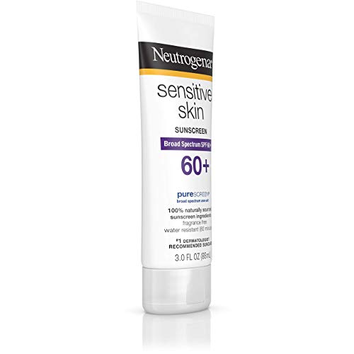 Neutrogena Sensitive Skin Sunscreen Lotion with Broad Spectrum SPF 60+, Water-Resistant, Hypoallergenic & Oil-Free Gentle Sunscreen Formula, 3 fl. oz (Pack of 3)