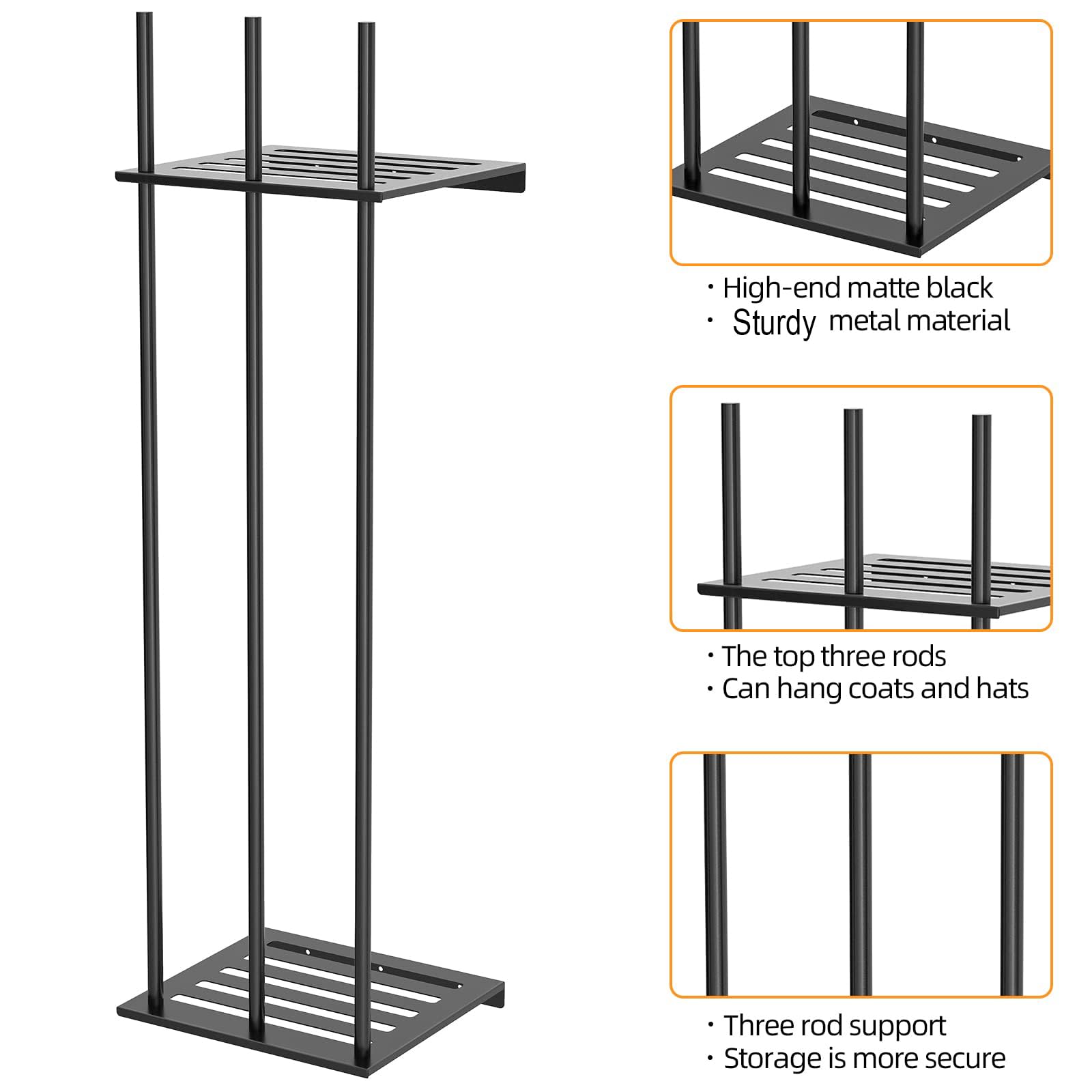 WOWOO 40" Blanket Holder Rack, Clothes Hat Blanket Towel Blanket Storage Holder On Wall, Blanket Ladder Blanket Rack Shelf for Living Room, Matte Black