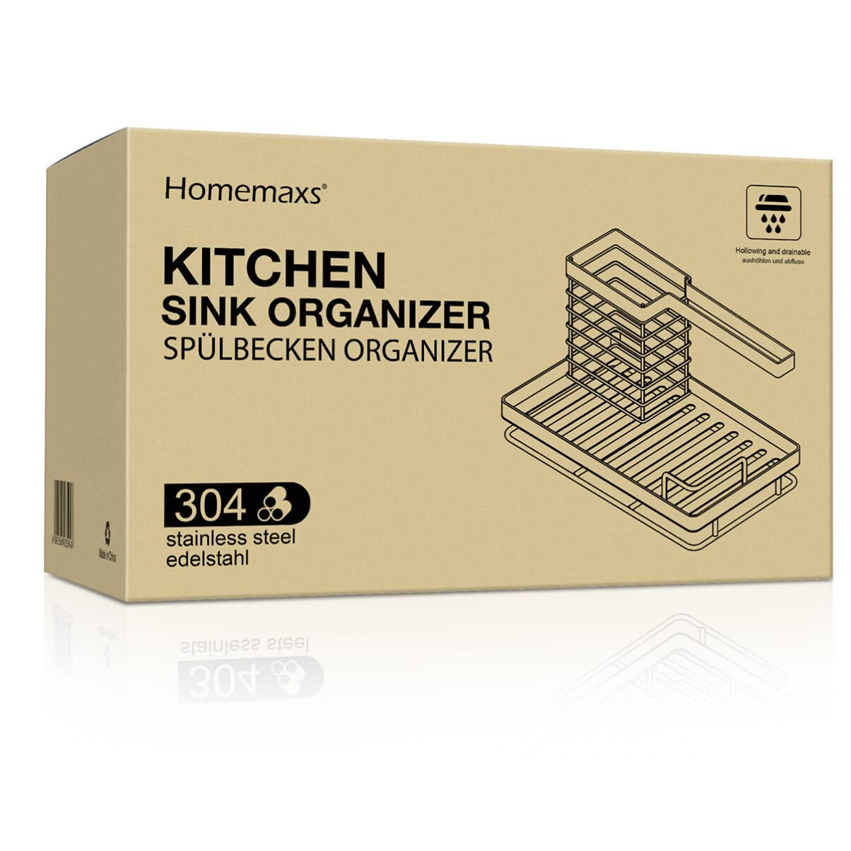 Kitchen Sink Caddy Sponge Holder: Rust Proof Kitchen Sink Organizer for Dish Rag Soap Brush - Sponge Holder with Drain Tray for Counter