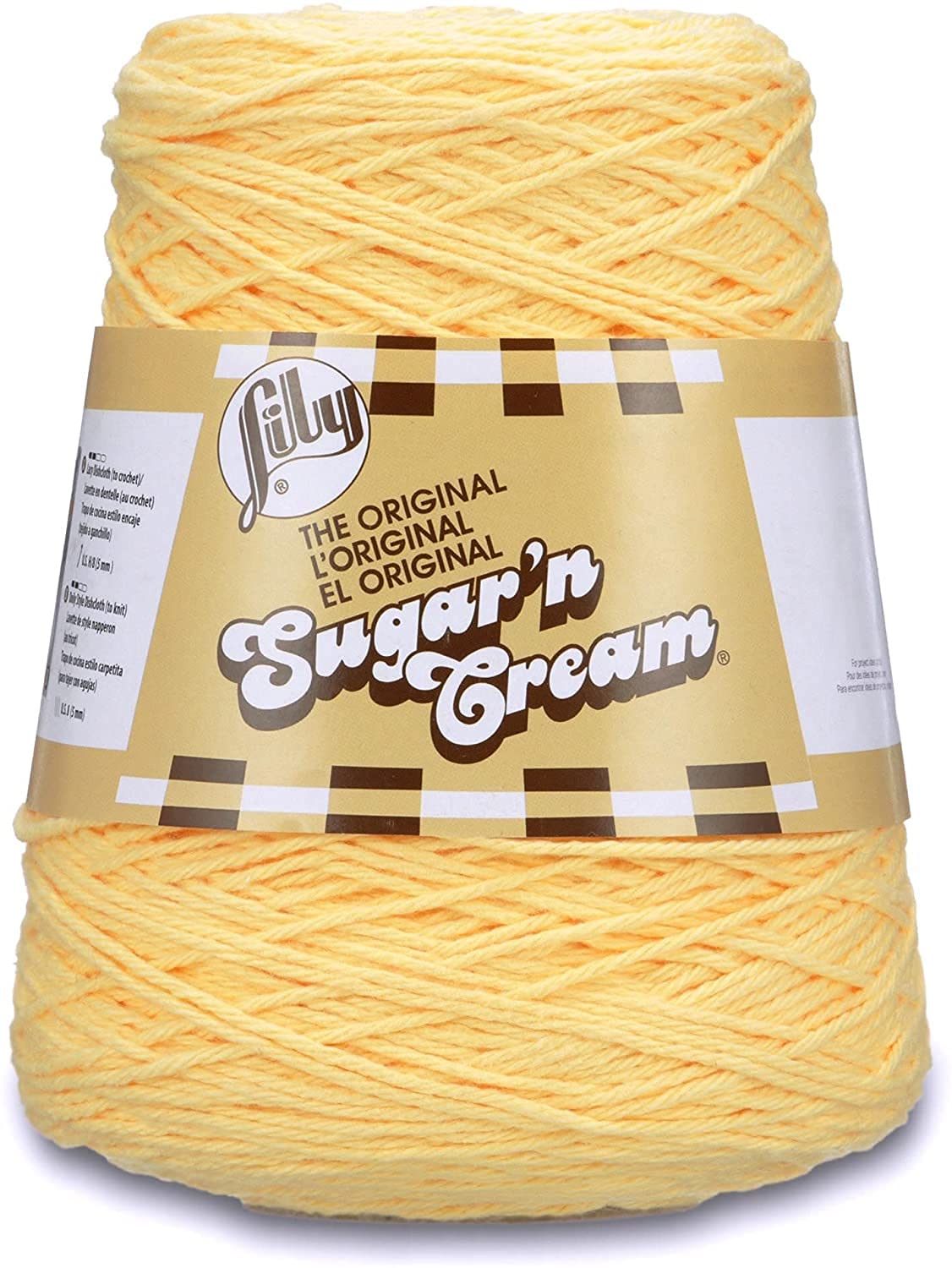 Lily Sugar N Cream Cones Yellow Yarn - 1 Pack of 14oz/400g - Cotton - #4 Medium - 706 Yards - Knitting/Crochet
