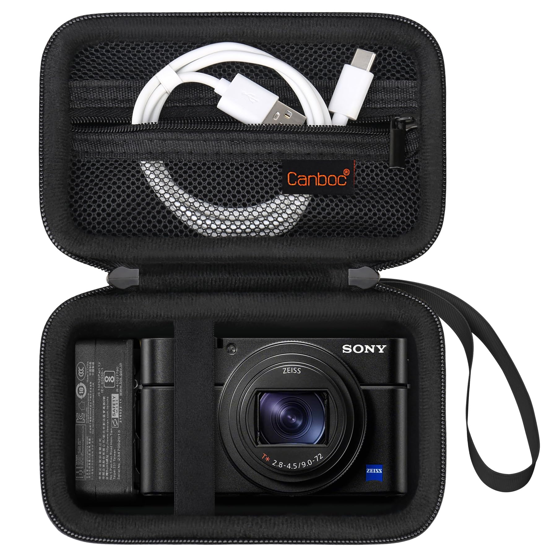 Canboc Carrying Case for Sony RX100 VII/ RX100 VI/ RX100 V/ RX100 IV/ RX100 III Compact Digital Camera, Point and Shoot Vlogging Camera Bag, Zipper Mesh Pocket fits USB Cable, Batteries, Black