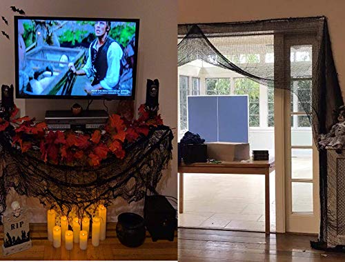 FATHER.SON Halloween Creepy Cloth Decorations Decor Halloween Party Decorations Outdoor Indoor.(6.8ft x 315" Black)