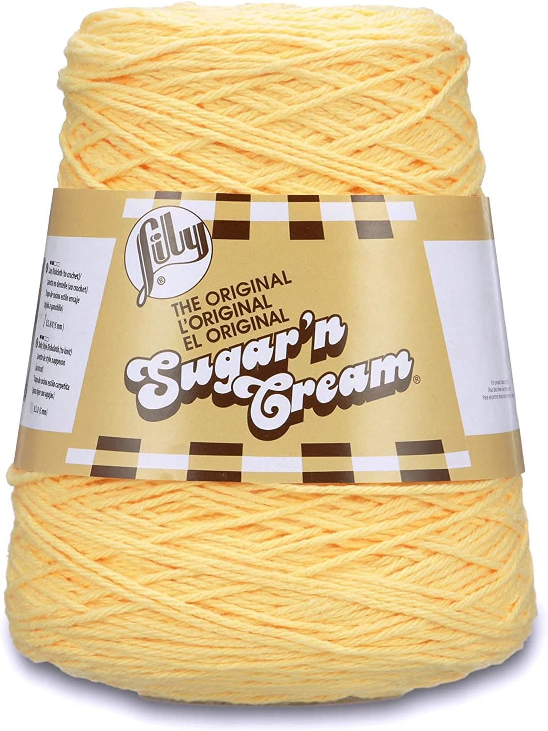 Lily Sugar N Cream Cones Yellow Yarn - 1 Pack of 14oz/400g - Cotton - #4 Medium - 706 Yards - Knitting/Crochet