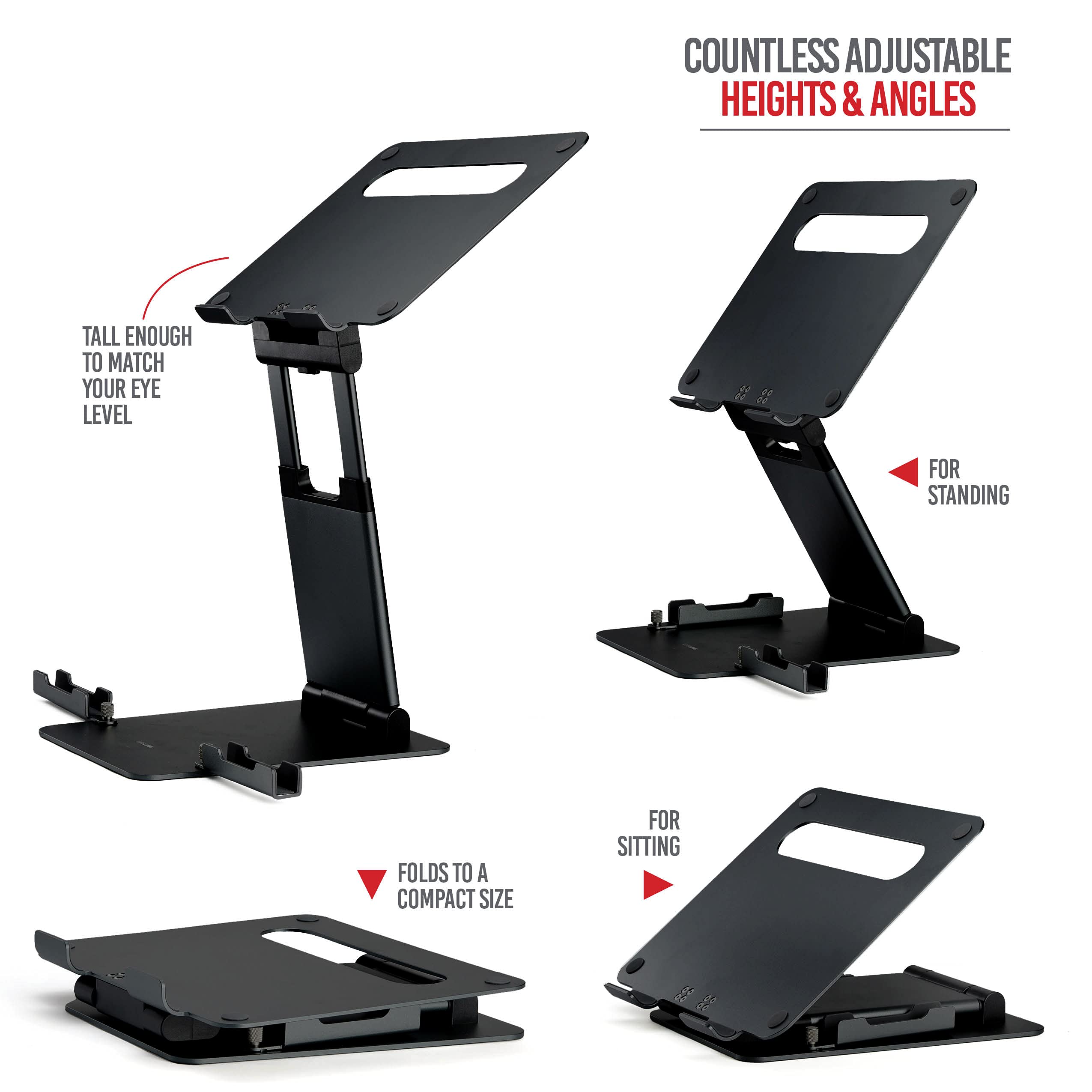 Ergonomic Laptop Stand for Desk, Adjustable Height up to 20", Laptop Riser Computer Pulpit Stand for Laptop, Portable Laptop Stands, Fits MacBook, Laptops 10 15 17 inches Laptop Holder and Laptop Desk