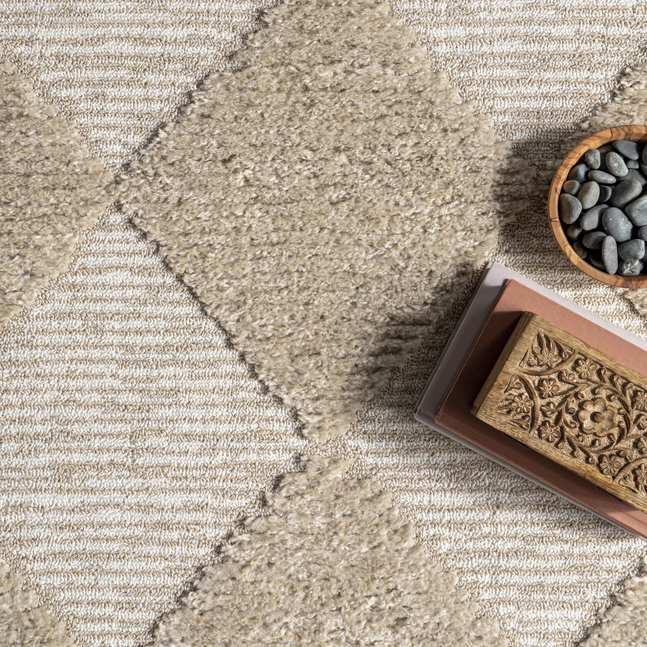 nuLOOM Marissa Trellis 7x9 Area Rug for Living Room Bedroom Dining Room Kitchen, Beige/Ivory