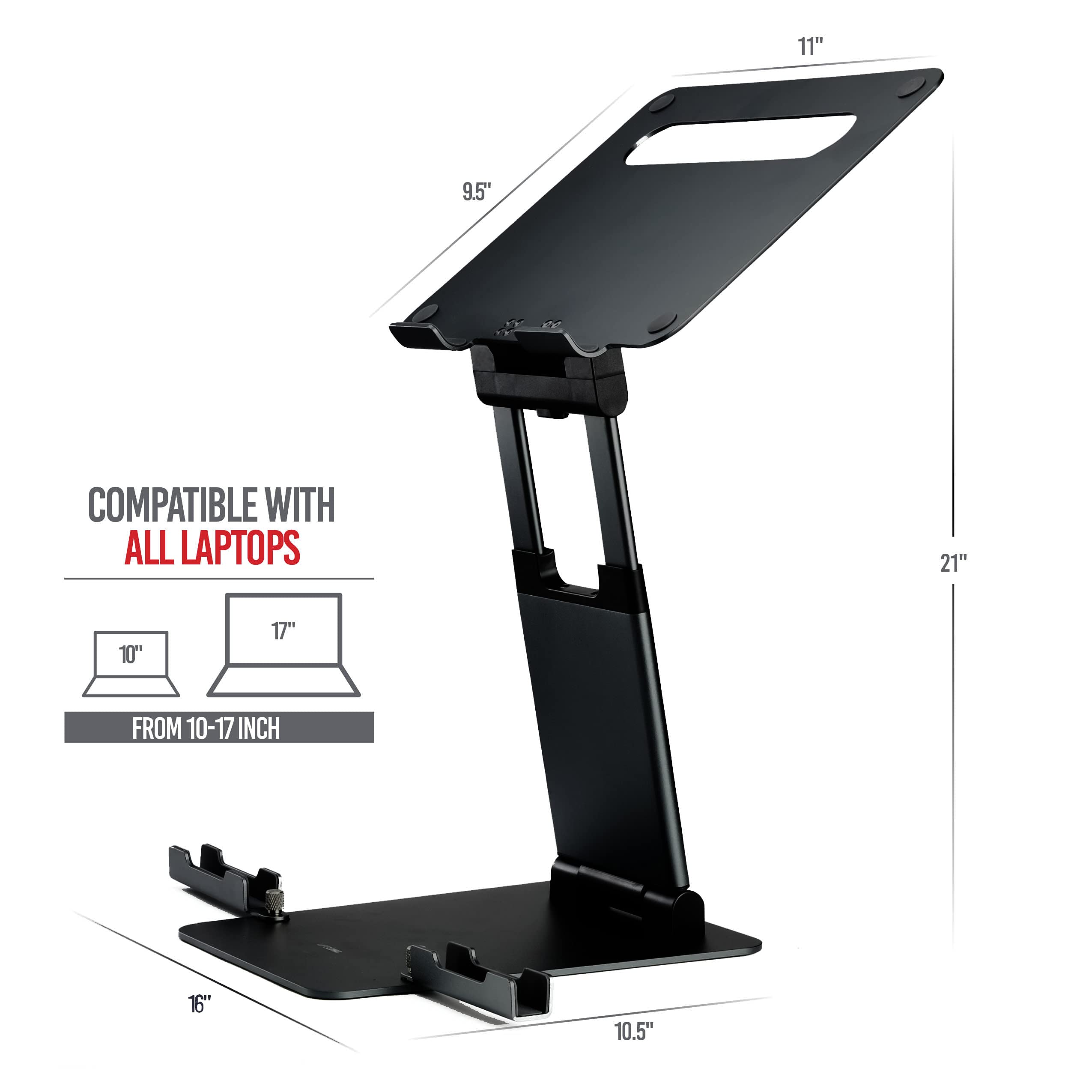Ergonomic Laptop Stand for Desk, Adjustable Height up to 20", Laptop Riser Computer Pulpit Stand for Laptop, Portable Laptop Stands, Fits MacBook, Laptops 10 15 17 inches Laptop Holder and Laptop Desk