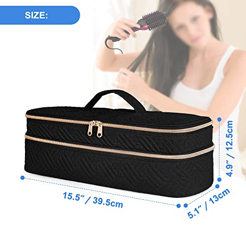 Fasrom Double Layer Travel Case Compatible with REVLON One Step Blow Hair Dryer Brush Volumizer Original 1.0, Plus 2.0 and Styler, Black (Bag Only, Patent Design)