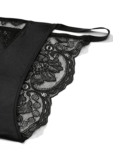 Victoria's Secret Very Sexy Lace String Cheekini Panty, Black Lace String, Large