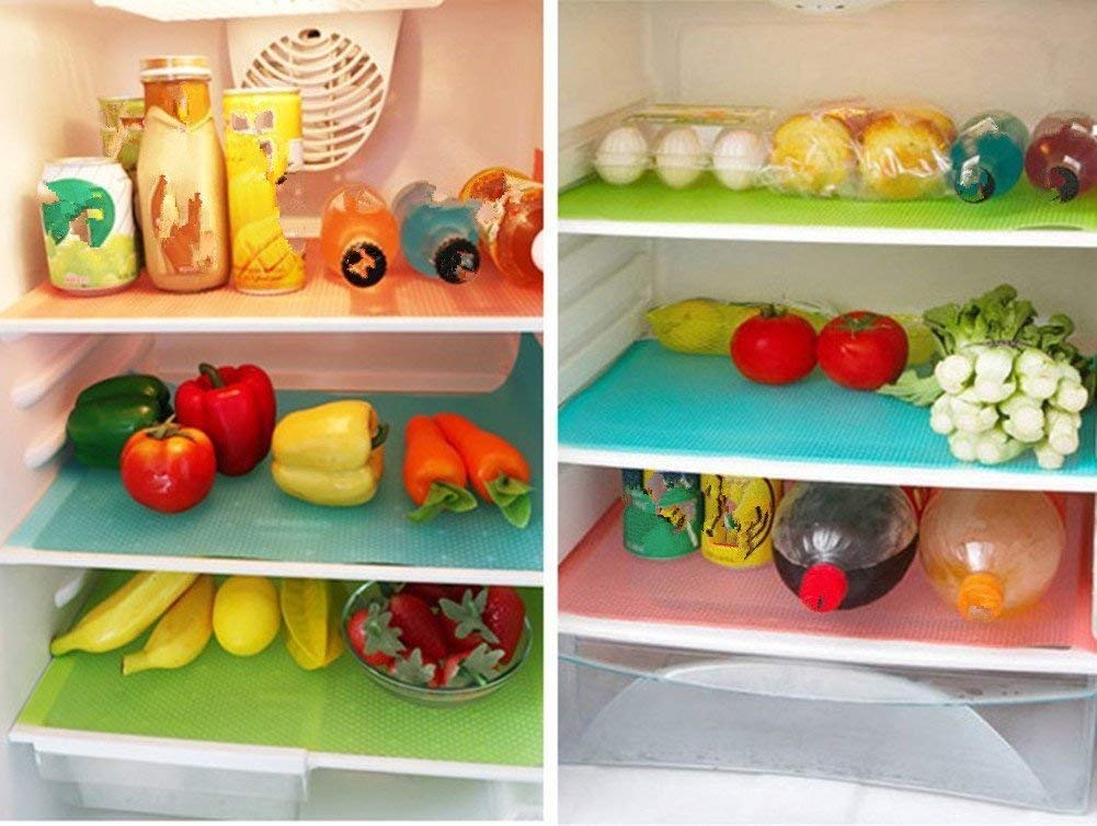 AKINLY 9 Pack Refrigerator Mats,Washable Fridge Mats Liners Waterproof Fridge Pads Mat Shelves Drawer Table Mats Refrigerator Liners for Shelves,3Red/3Green/3Blue