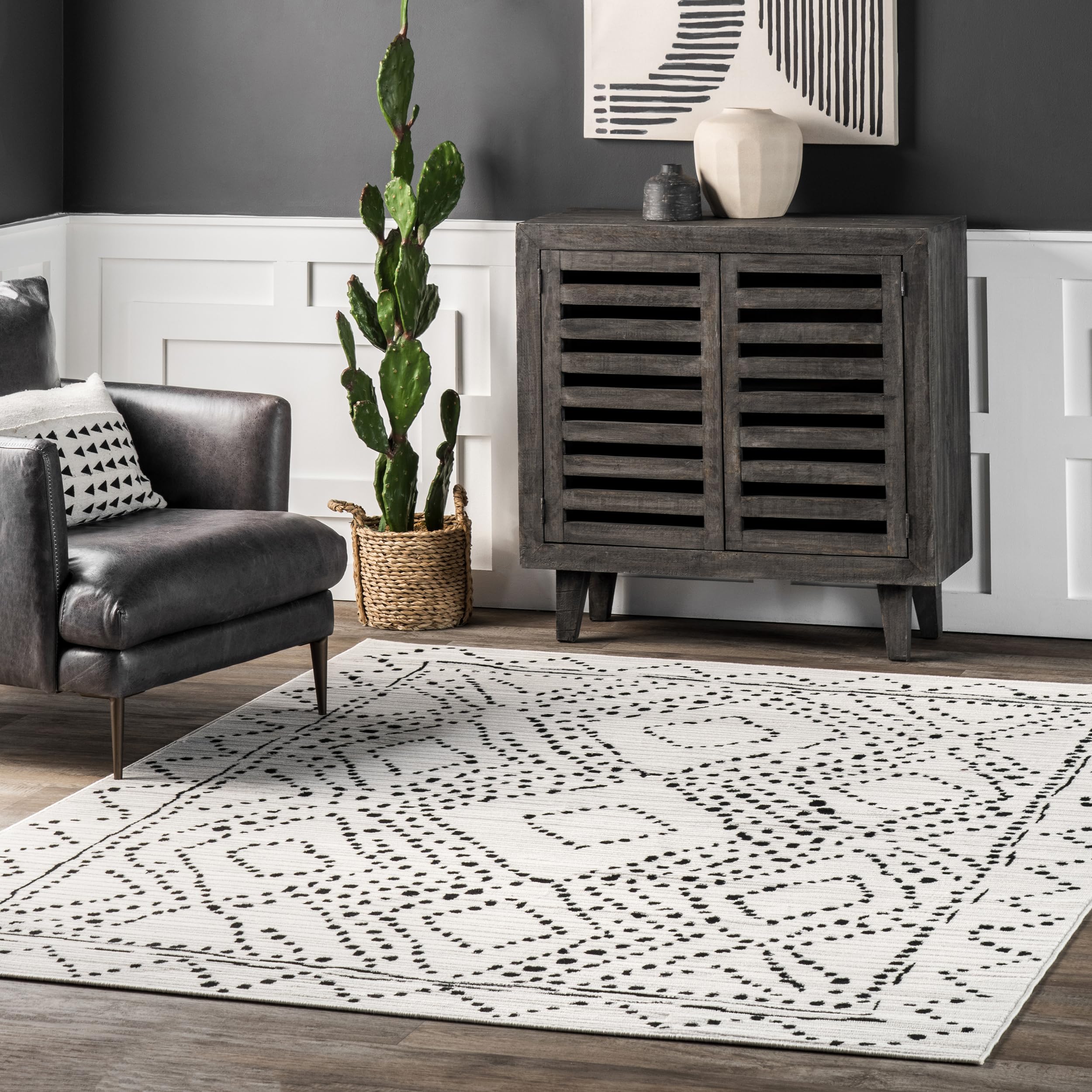 nuLOOM Mila Moroccan Diamond Trellis Area Rug, 7x9, Grey