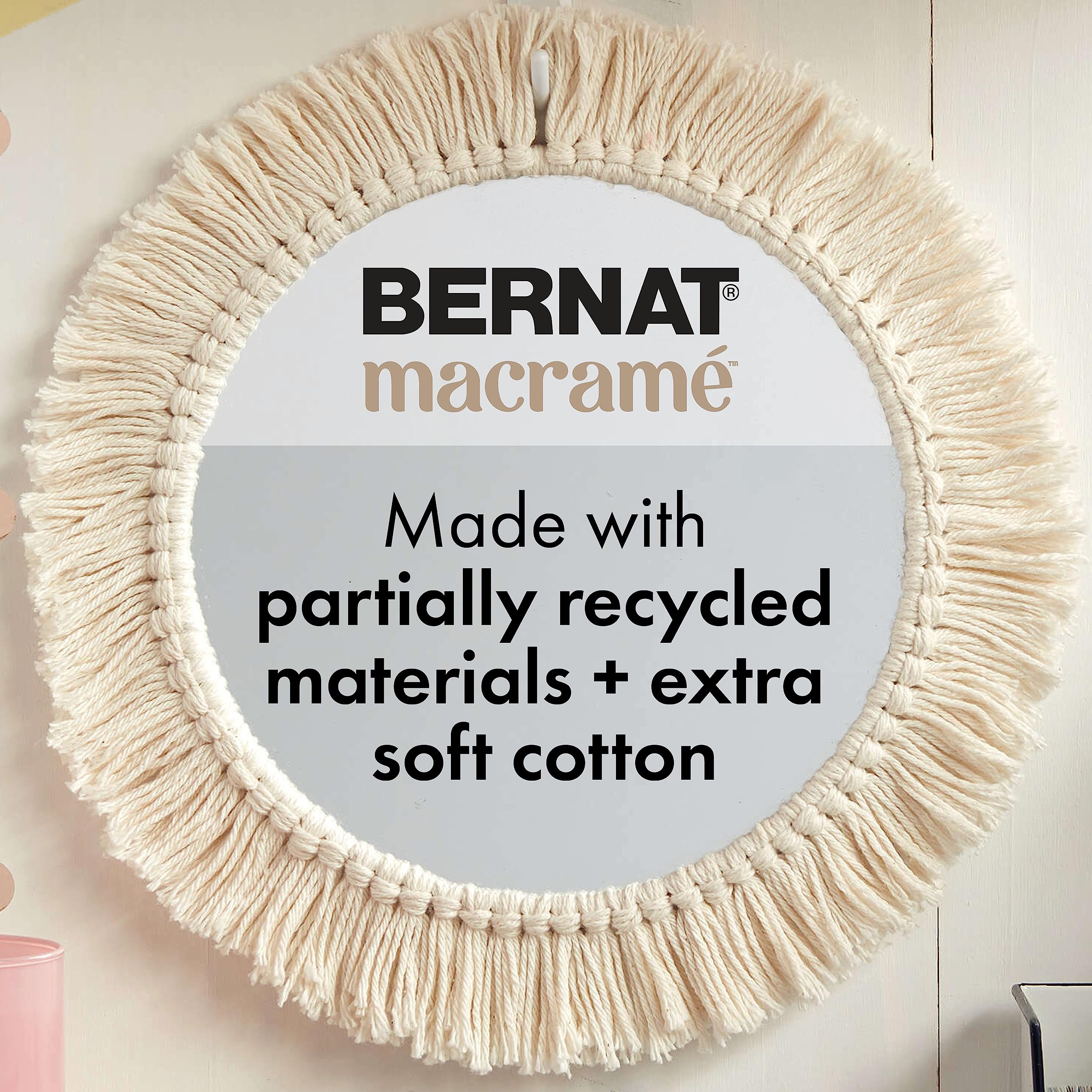 Bernat Macrame Taupe Yarn - 3 Pack of 250g/8.8oz - Cotton - #6 Super Bulky - Knitting, Crocheting & Crafts