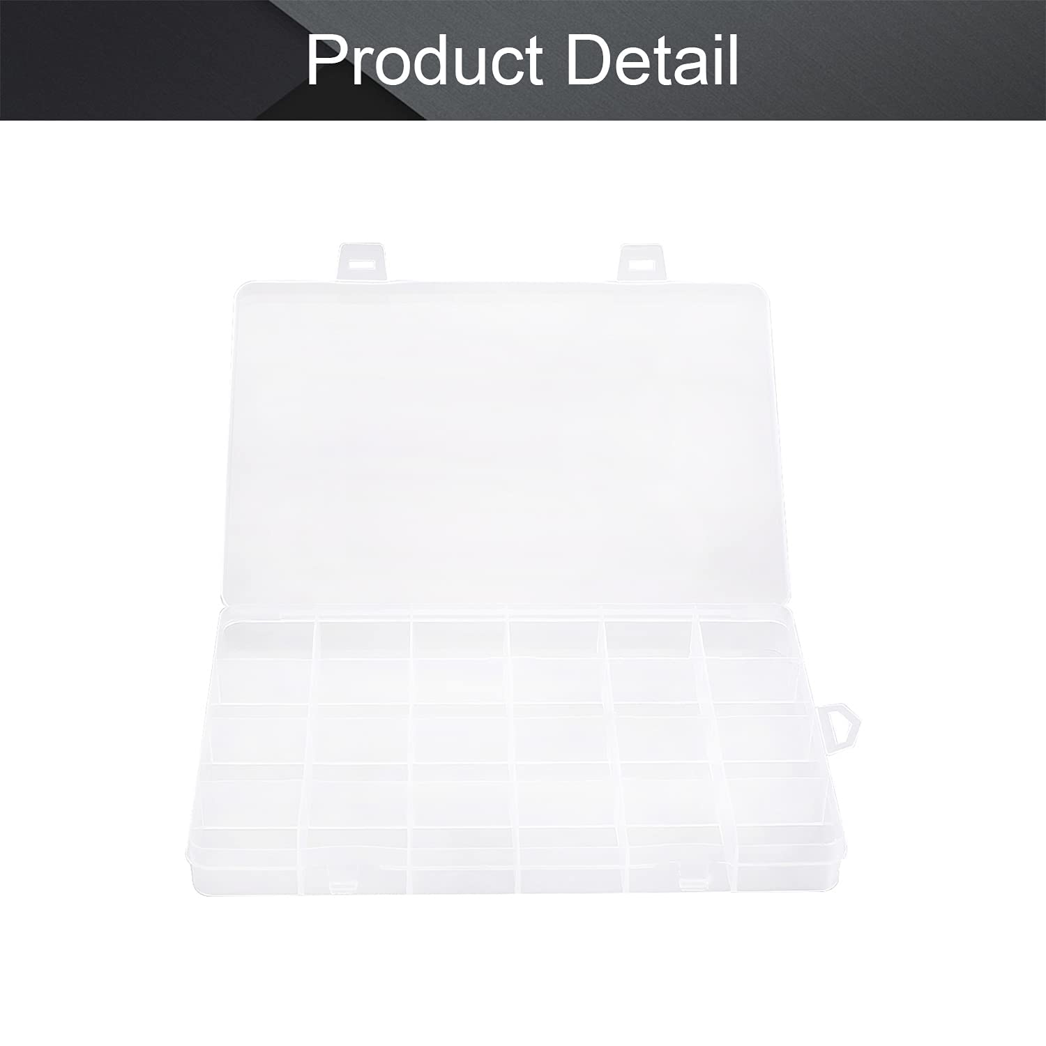 Jutagoss Plastic String Organizer Box With Dividers, 7.68x5.31x0.98 inch, 24 Mpartment Craft Storage Containers, 2PCS Bead Tackle Bolt Screw Parts Rock Collection Box.