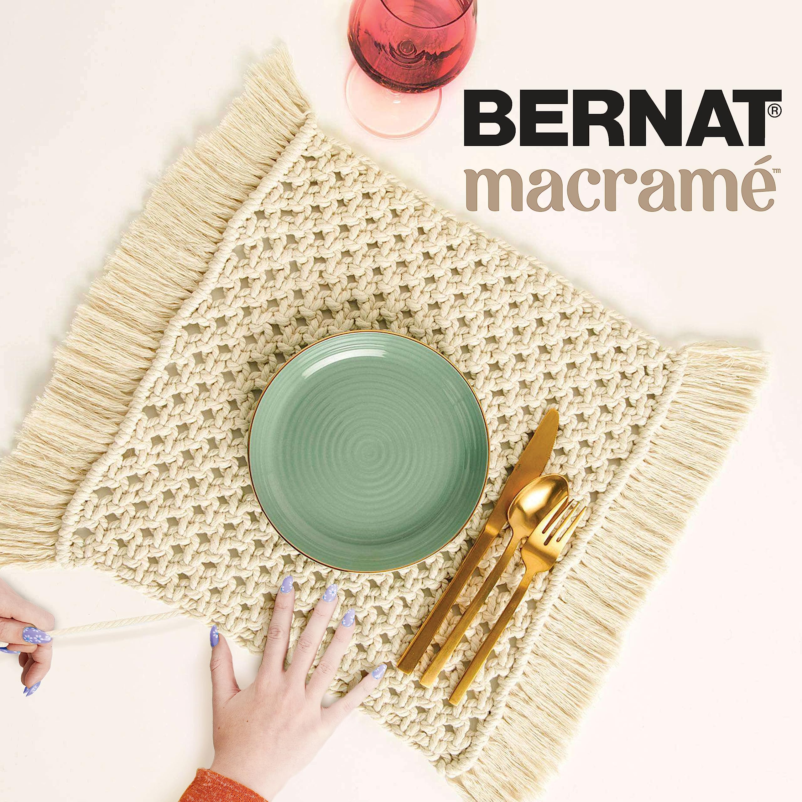 Bernat Macrame Taupe Yarn - 3 Pack of 250g/8.8oz - Cotton - #6 Super Bulky - Knitting, Crocheting & Crafts
