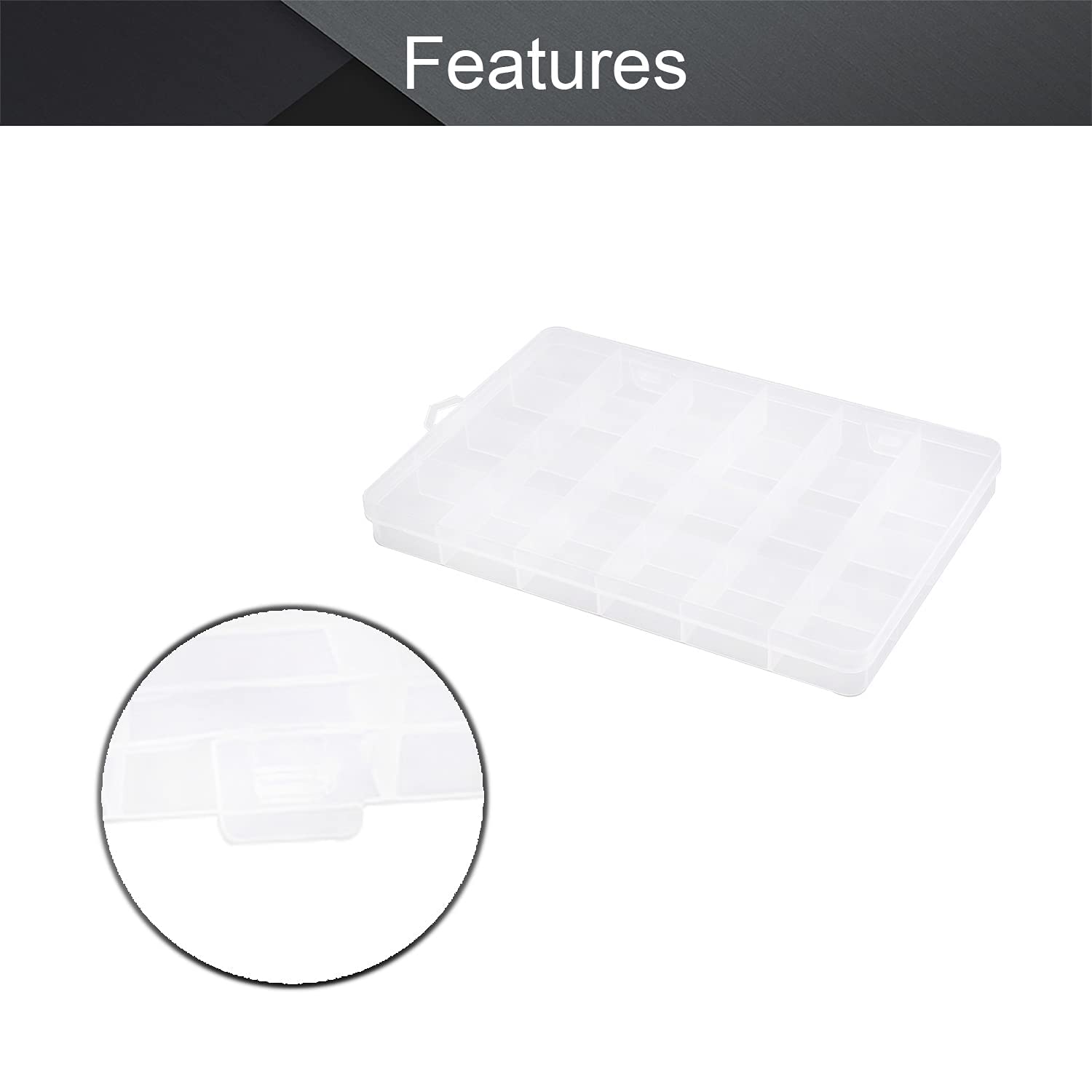 Jutagoss Plastic String Organizer Box With Dividers, 7.68x5.31x0.98 inch, 24 Mpartment Craft Storage Containers, 2PCS Bead Tackle Bolt Screw Parts Rock Collection Box.