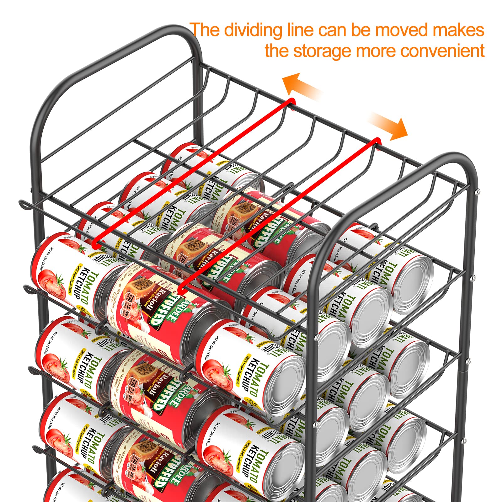 Can Rack Organizer 7 Tier Can Storage Dispenser Holds up to 84 Cans for Food Storage Can Storage Rack Holders for Kitchen Cabinet or Pantry, Black