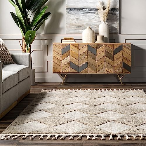 nuLOOM Marissa Trellis 5x8 Area Rug for Living Room Bedroom Dining Room Kitchen, Beige/Ivory