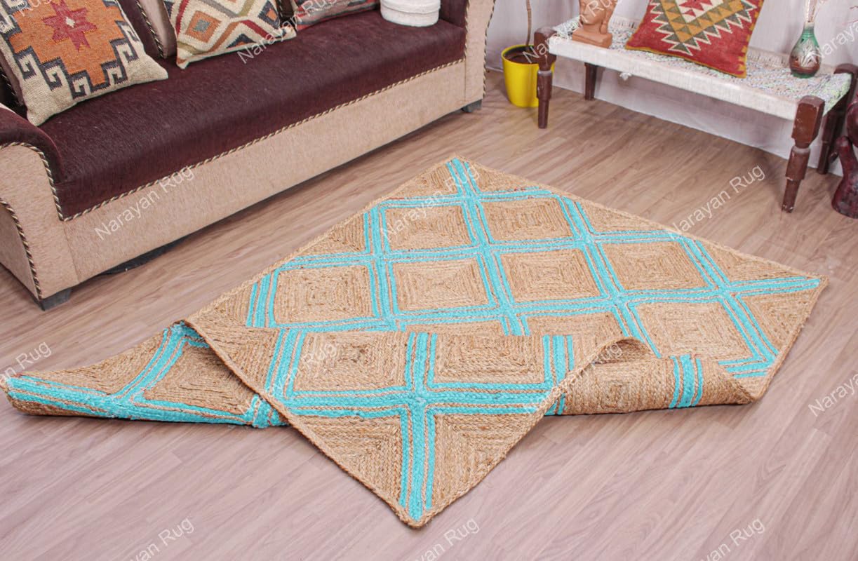 Narayan Rug Natural Jute Hand Braided Diamond Pattern Rug Bohemian Rug Decor Rug Handwoven Rug Custom Rug Decorative Rug