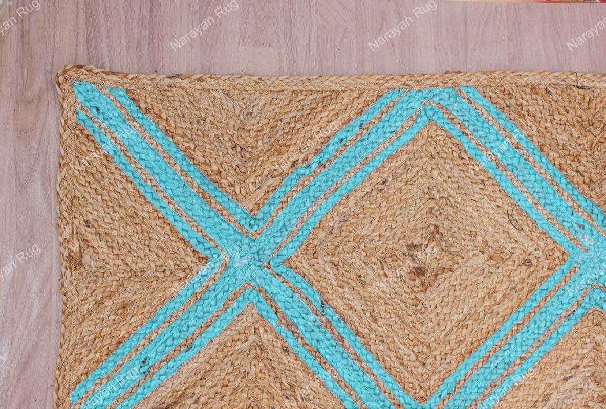 Narayan Rug Natural Jute Hand Braided Diamond Pattern Rug Bohemian Rug Decor Rug Handwoven Rug Custom Rug Decorative Rug