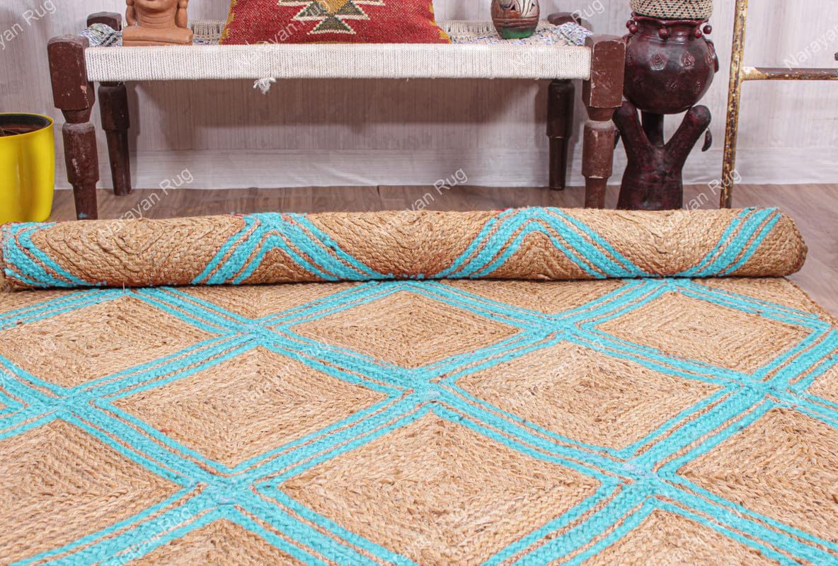 Narayan Rug Natural Jute Hand Braided Diamond Pattern Rug Bohemian Rug Decor Rug Handwoven Rug Custom Rug Decorative Rug