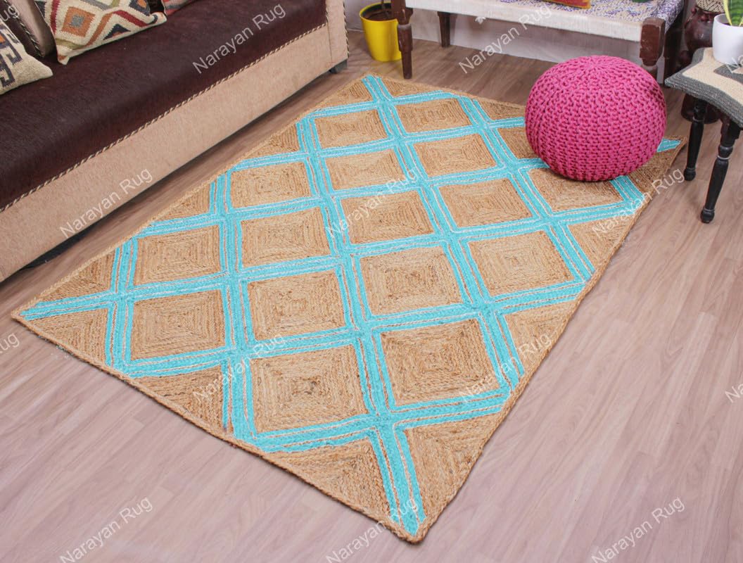 Narayan Rug Natural Jute Hand Braided Diamond Pattern Rug Bohemian Rug Decor Rug Handwoven Rug Custom Rug Decorative Rug