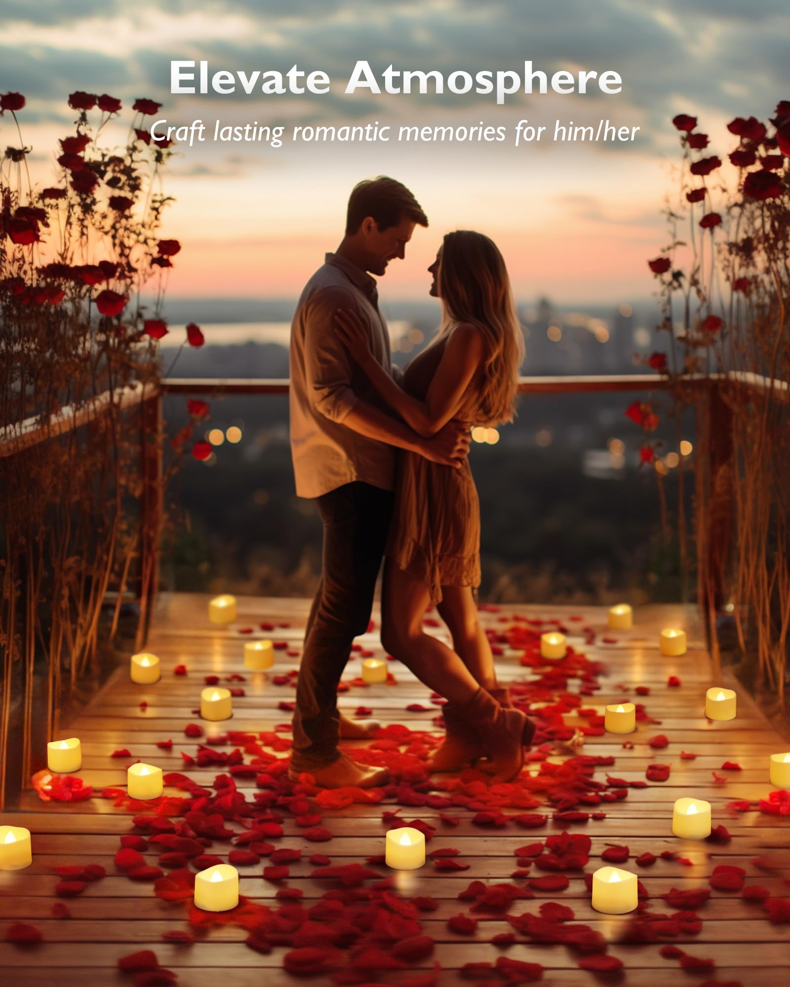 Homemory 48-Pack Battery Tea Lights Bulk, Long-Lasting Tea Lights Battery Operated, Flameless Flickering Romantic Wedding Candles for Wedding Proposal Anniversary Holiday Decor, Dia 1-2/5'', H 1-1/4''