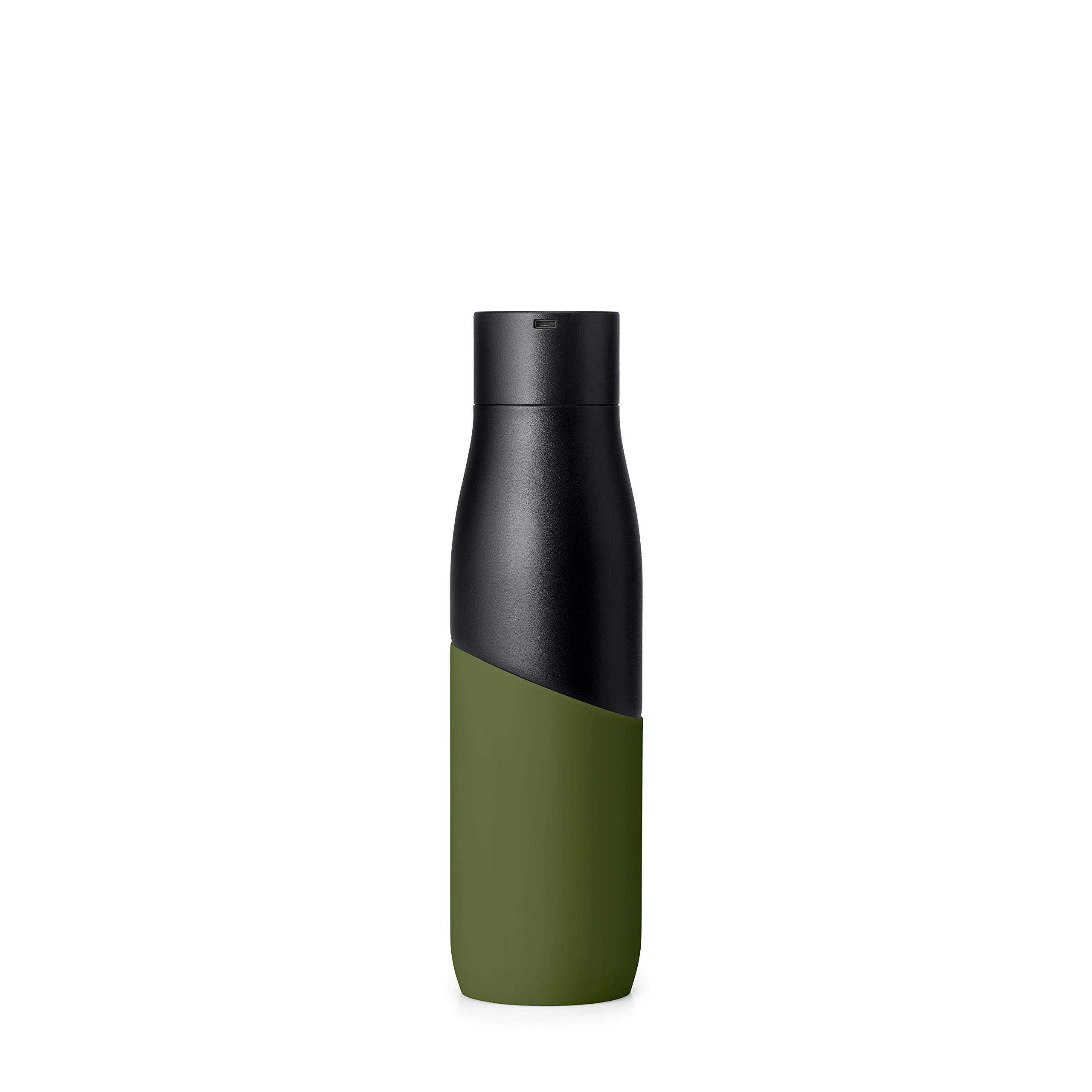 LARQ Bottle Movement PureVis 24 oz- Lightweight Self-Cleaning and Non-Insulated Stainless Steel Water Bottle with UV Water Purifier | Reusable & Travel Friendly, Black/Pine