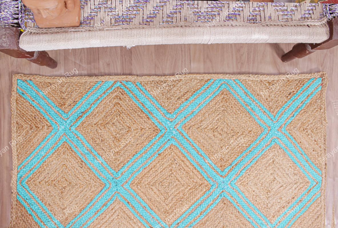 Narayan Rug Natural Jute Hand Braided Diamond Pattern Rug Bohemian Rug Decor Rug Handwoven Rug Custom Rug Decorative Rug