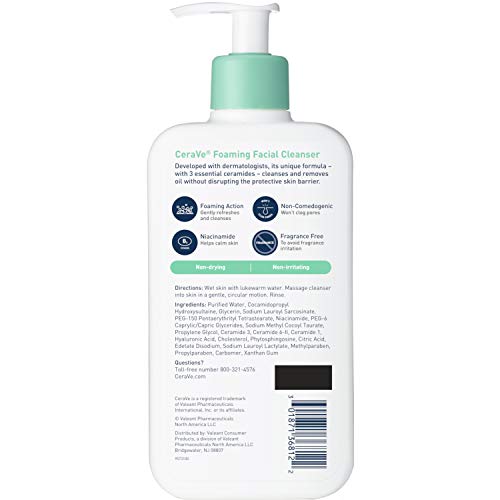 CeraVe Foaming Facial and Hydrating Cleanser, 12 Fl Oz (Pack of 2)