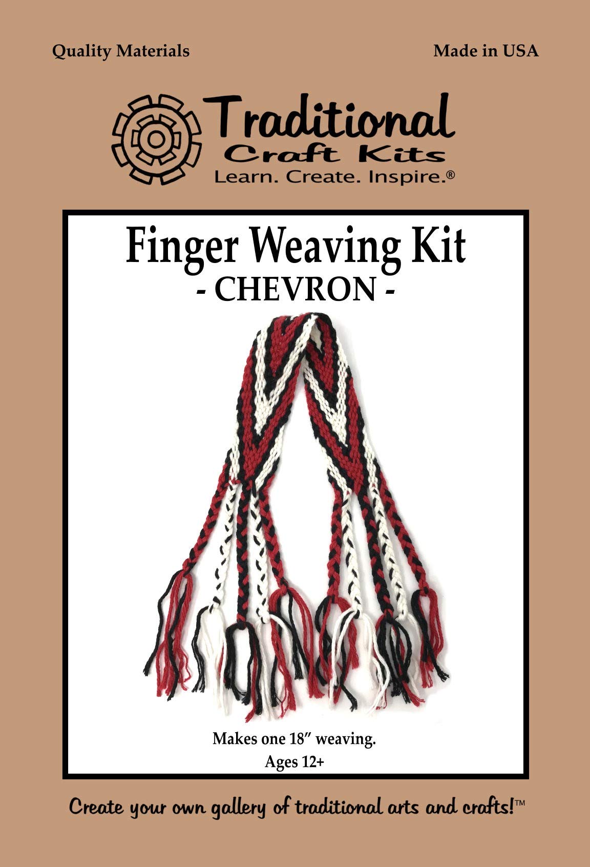 Traditional Craft Kits Finger Weaving Kit - Chevron - Arts & Crafts for Adults and Kids - Beginner Weaving Kit - Complete Craft Kit with Weaving Tools and Yarn