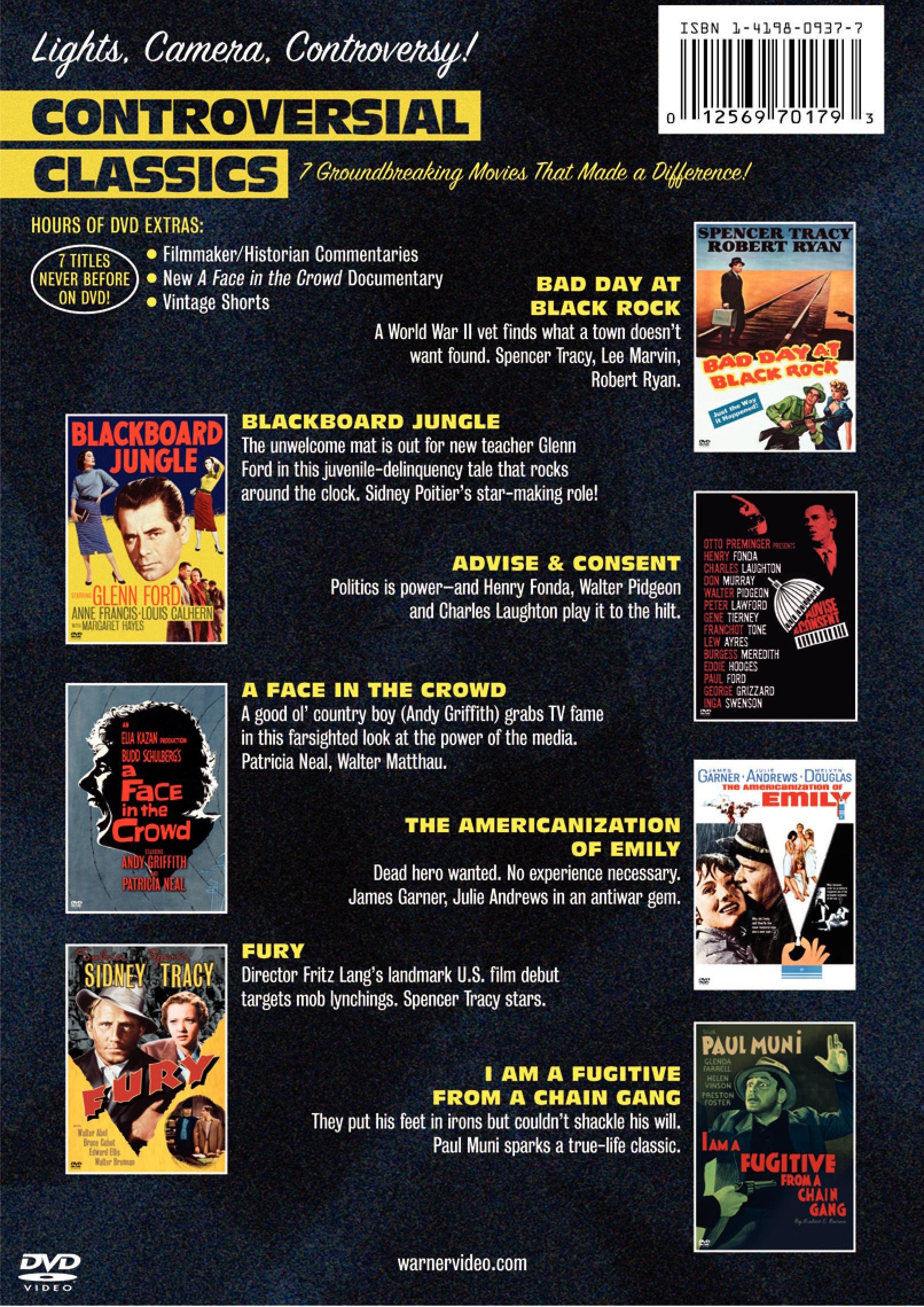 Controversial Classics Collection (Advise and Consent / The Americanization of Emily / Bad Day at Black Rock / Blackboard Jungle / A Face in the Crowd / Fury / I Am a Fugitive from a Chain Gang)