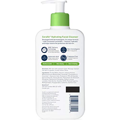 CeraVe Foaming Facial and Hydrating Cleanser, 12 Fl Oz (Pack of 2)