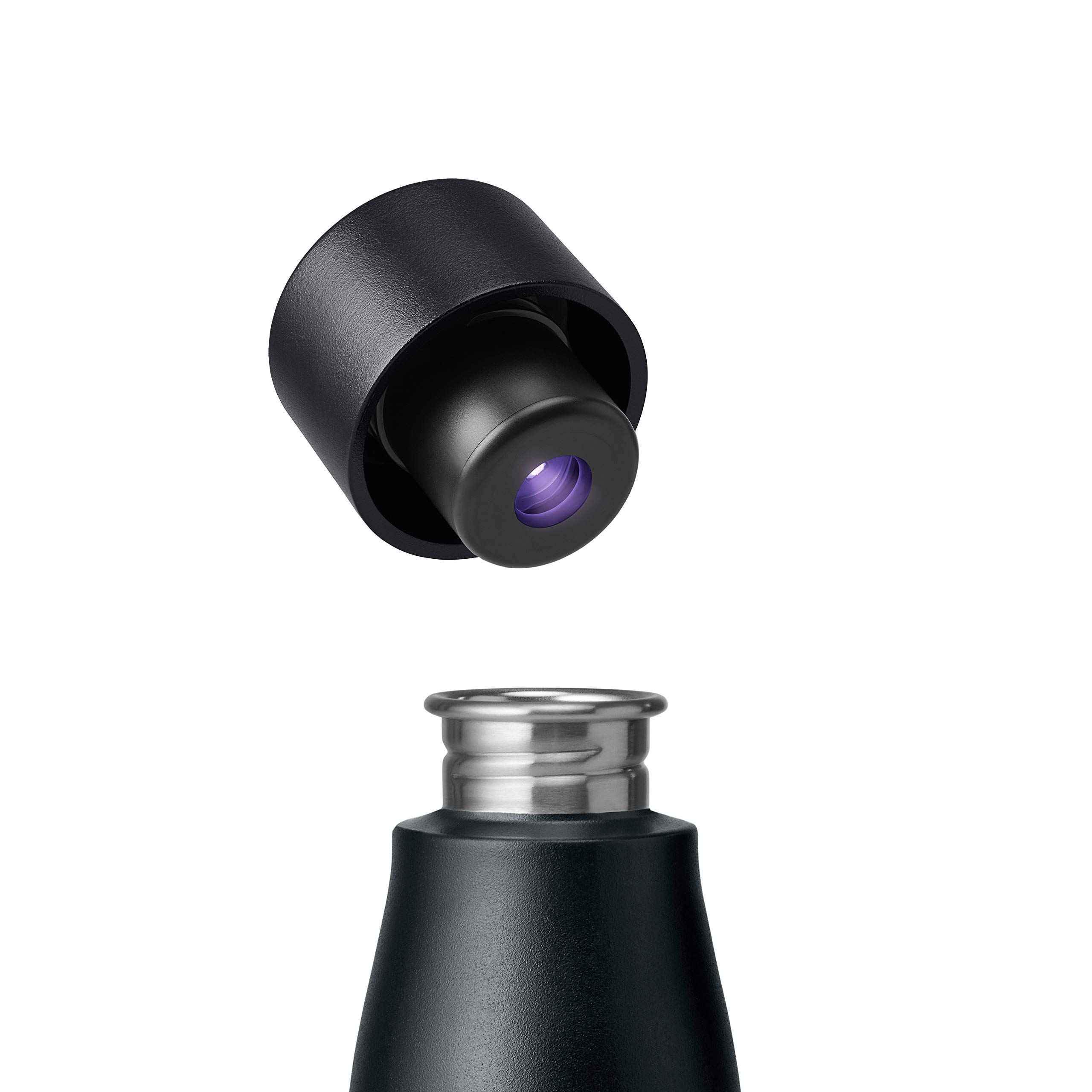 LARQ Bottle Movement PureVis 24 oz- Lightweight Self-Cleaning and Non-Insulated Stainless Steel Water Bottle with UV Water Purifier | Reusable & Travel Friendly, Black/Pine